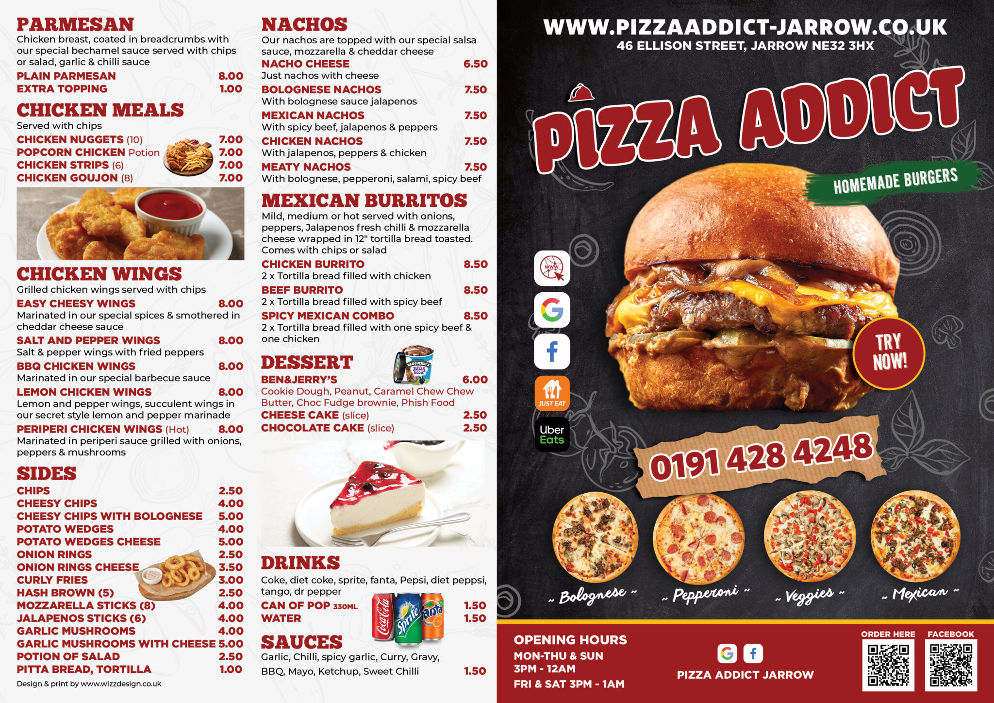 Menu - Pizza Addict Jarrow